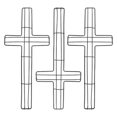 3pcs Cross Metal Wreath Frame Floral Garden Cross Shaped Metal Wire ...