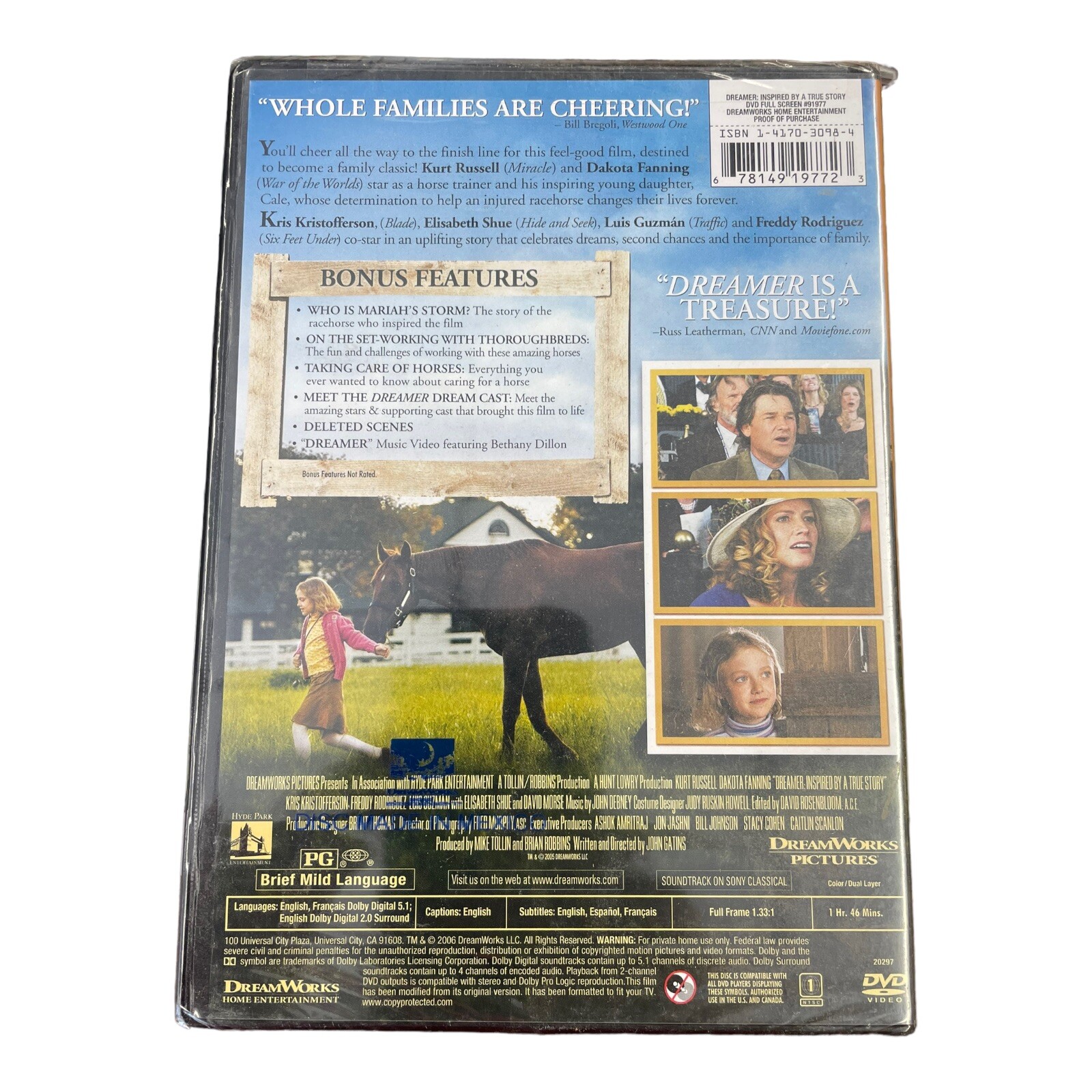 Dreamer Inspired by a True Story Full Screen Edition DVD Sealed ...