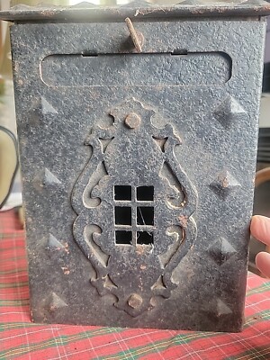 Antique Cast Iron Metal Wall Mounted Mail Letter Box -10" x 7" x 2.5 ...