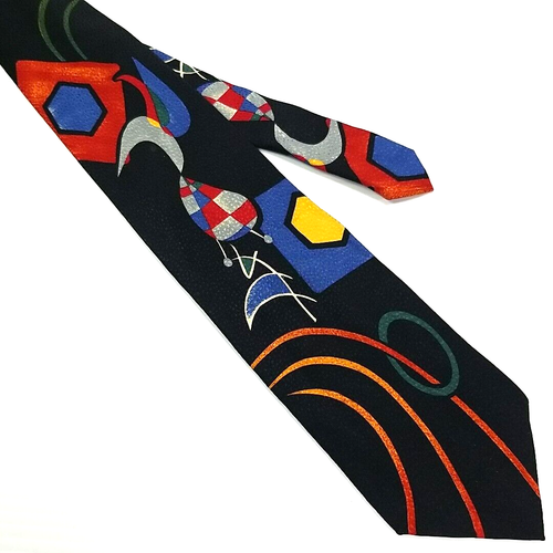 Vtg Bachrach Luxury Tie Colorful Geometric Abstract Print Silk Necktie ...