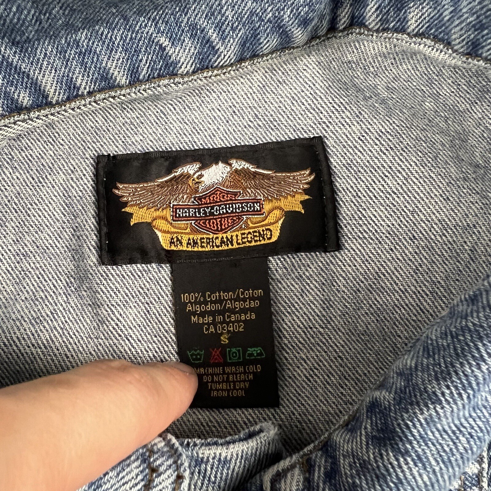 Harley Davidson Denim Vest Men’s Small Biker Embroide… - Gem