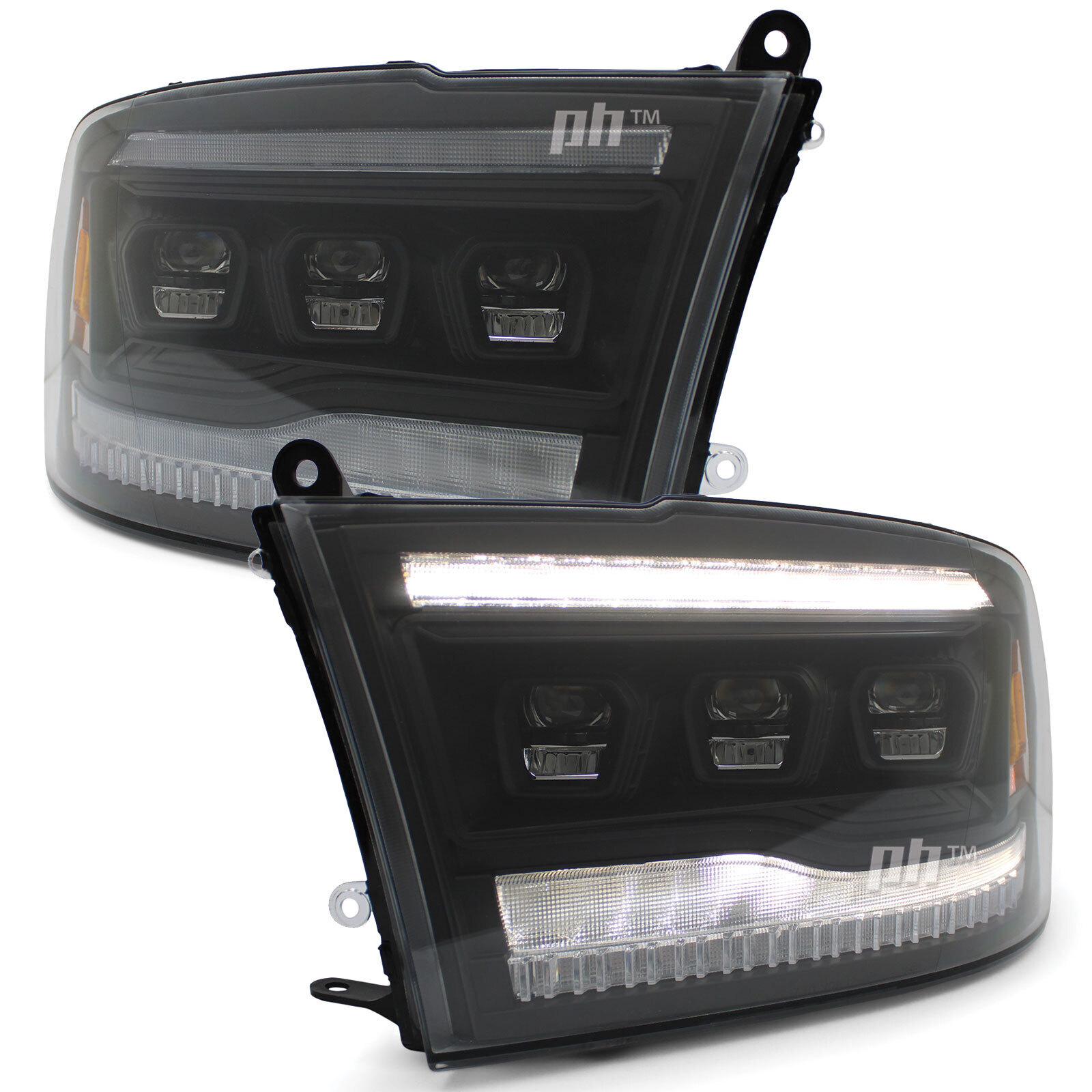 Headlights LED Triple Projector Sequential Indicator fits Dodge RAM DS ...