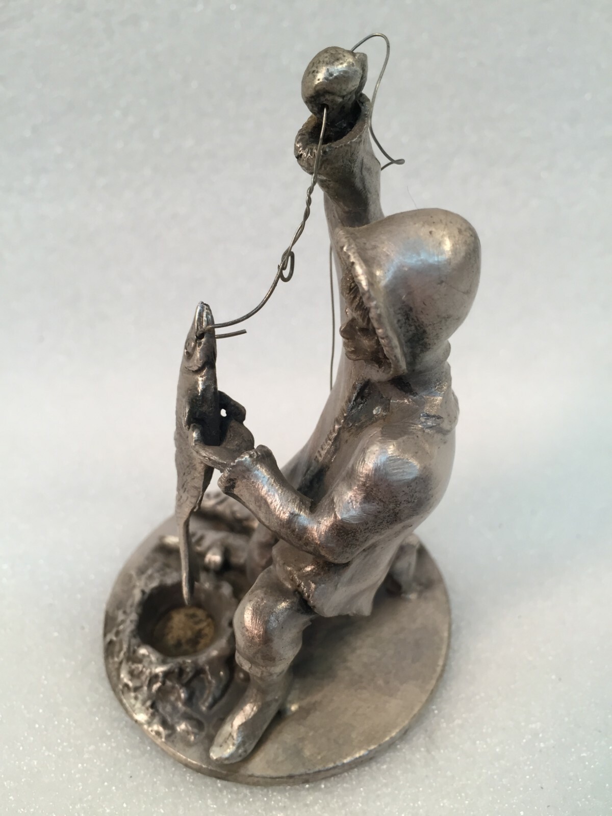 Slavko Dugar Canada Signed Inuit Man Ice Fishing Pewter Figurine | eBay