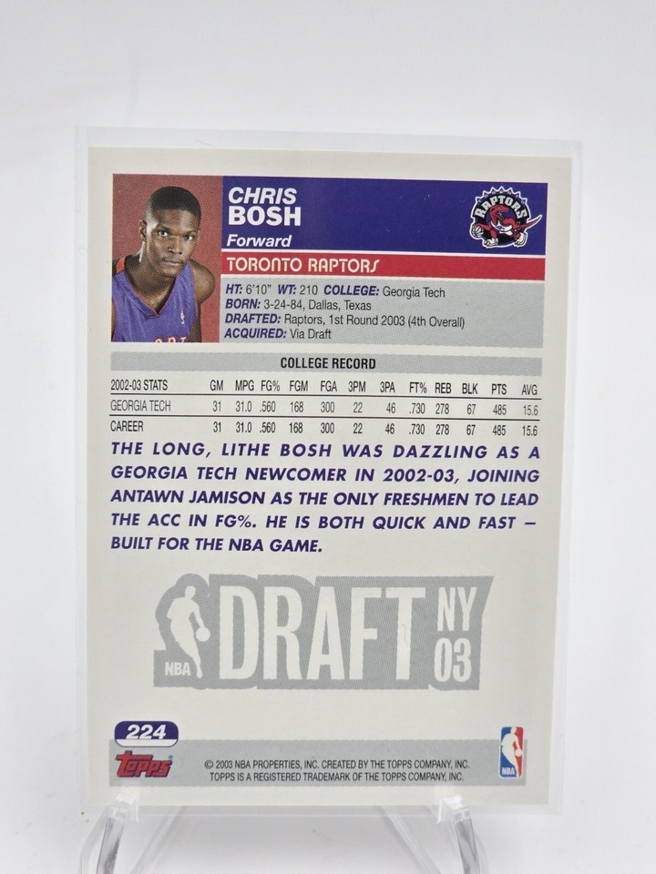 2003-04 Topps - Draft Pick Collection #224 Chris Bosh (RC) | eBay