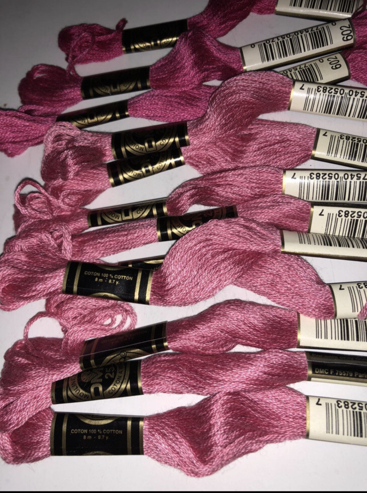 Vintage lot of 12 DMC Embroidery Skeins 9-#899, 1-#601 & 2-#602 | eBay