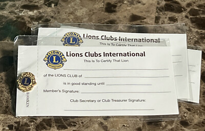 Vintage Lions Clubs International Official Membership Card with Pin ...