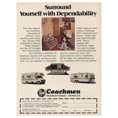 1976 Coachmen RV: Surround Yourself with Dependability Vintage Print Ad ...