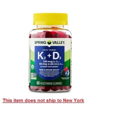 Spring Valley Vitamin K2 + Vitamin D3 Supplement Gummies Mixed Berry 60 ...