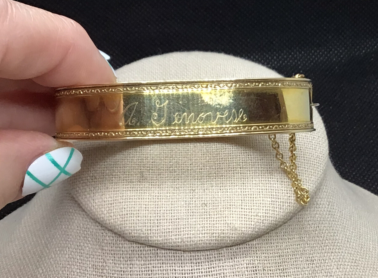 Antique 10K 1/20 Gold Filled FMC Floral Etched Bangle Bracelet 6 3/4 ...