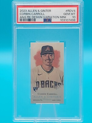 2023 Topps Allen & Ginter #RDV-4 CORBIN CARROLL Mini RC Variation PSA ...