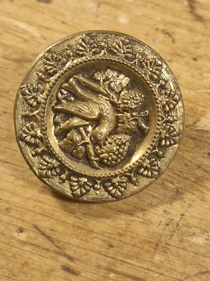 Antique Victorian Brass On Wood Backing Picture Button | eBay UK