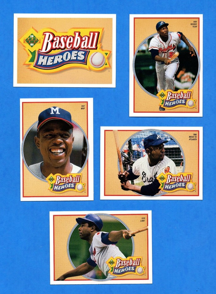 1991 Upper Deck HANK AARON BASEBALL HEROES 10 Card Insert Set w/Header ...