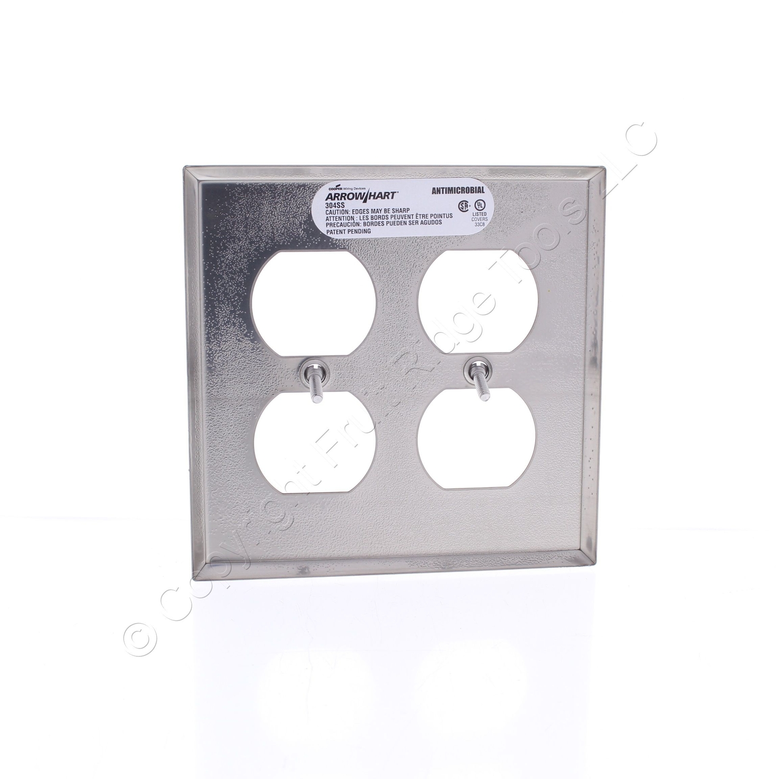 10 Cooper Antimicrobial Stainless 2g Receptacle Wallplate Outlet Covers ...
