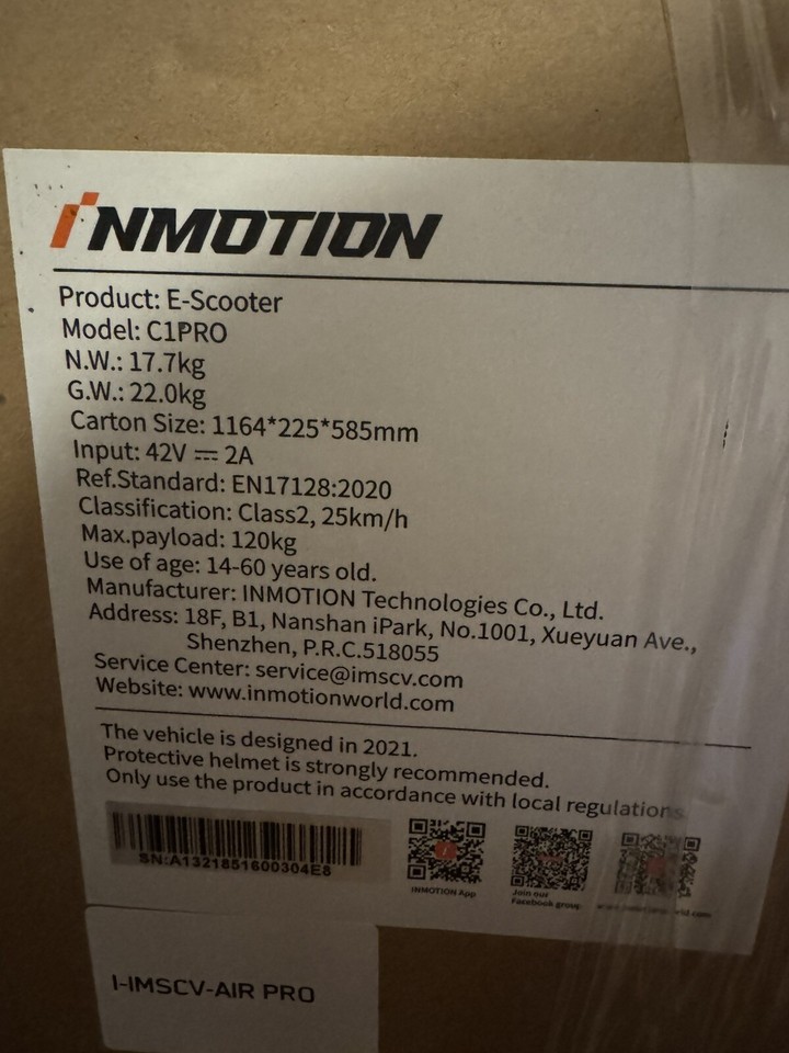 Inmotion Air Pro Scooter Unopened Still In Box | eBay