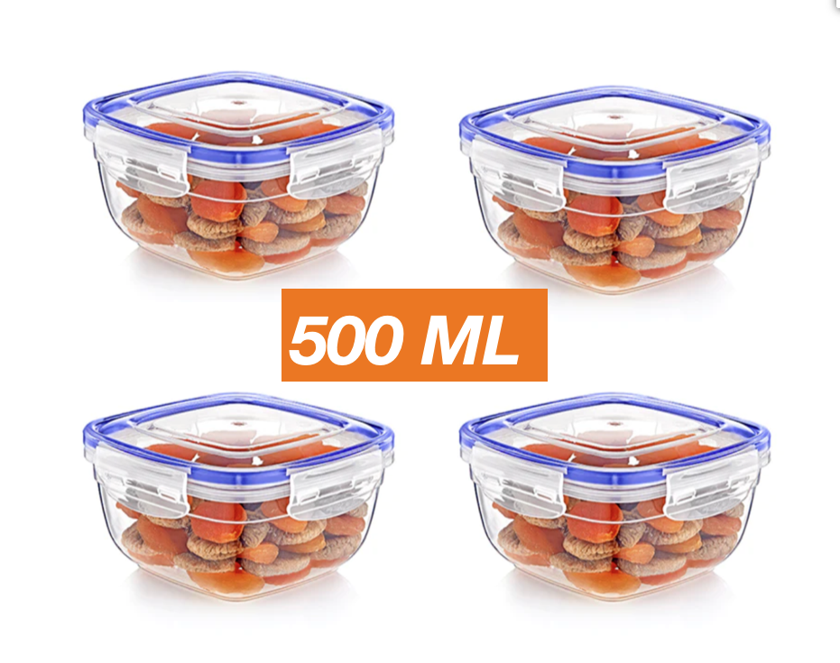 4 x Airtight Food Storage Container Tupperware Set Container Clip Seal ...