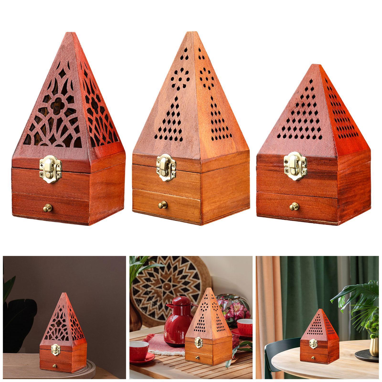 Wood Incense Burner Box Pyramid Home Incense Diffuser Cone Incense ...