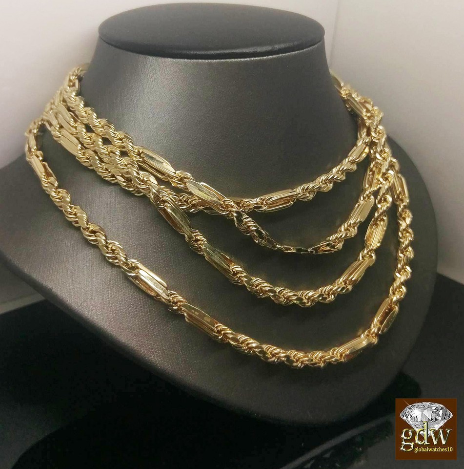 Real 10k Yellow Gold Milano Rope Chain Necklace 5mm 22 inch Free ...