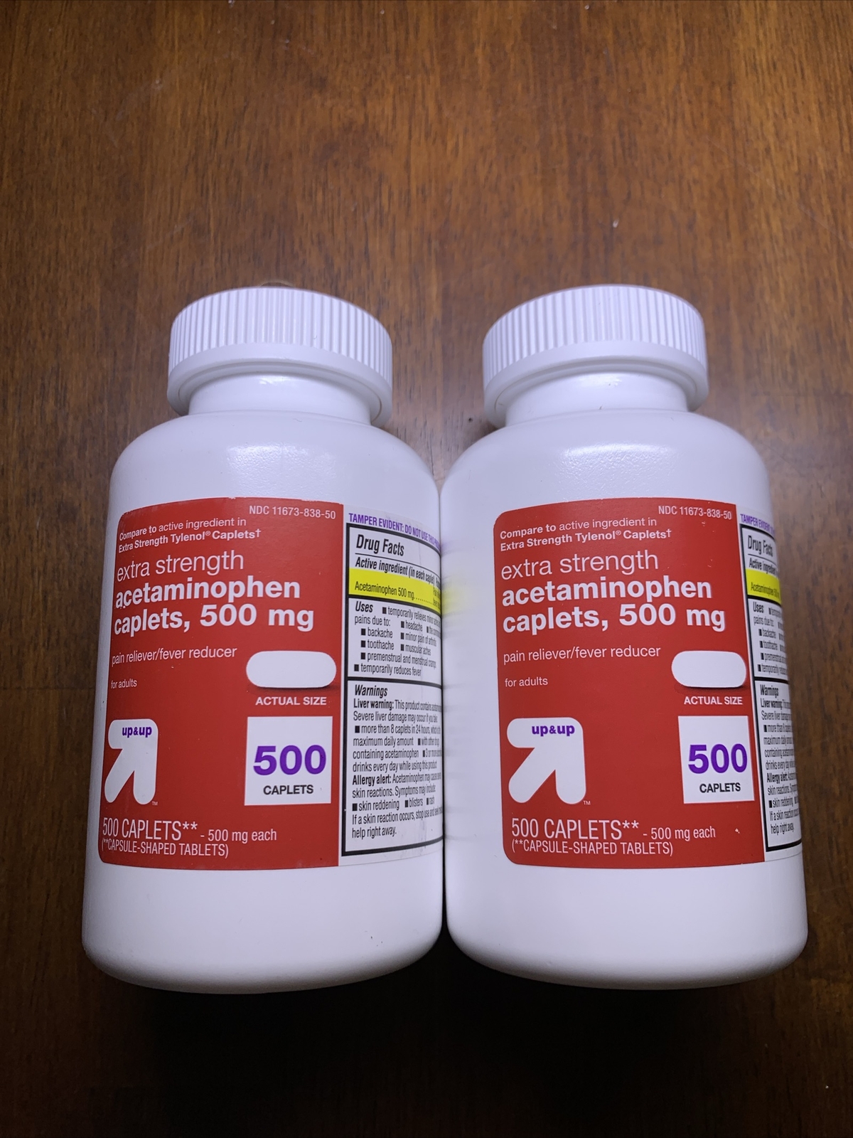 2) Up & Up Extra Strength Acetaminophen Caplets 500mg Capsule-Shaped ...
