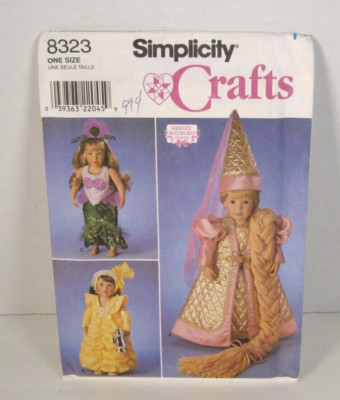 Simplicity Crafts 8323 Rapunzel, Ariel & Belle Costumes 18" Doll ...