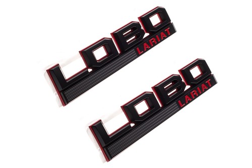 2015-2017 Ford F-150 LOBO Lariat Red & Black Fender Emblems Right Left ...