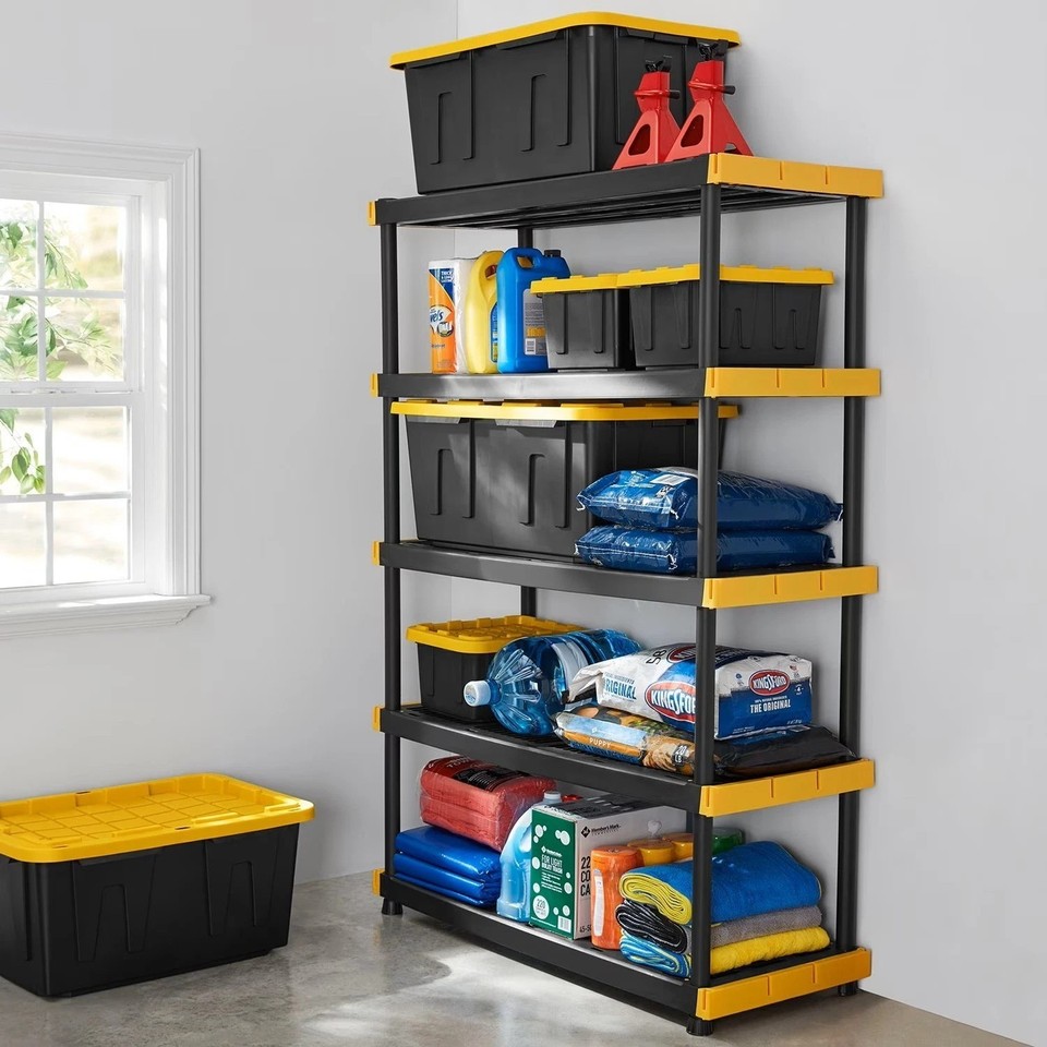 Member's Mark, 27 Gallon, Heavy-Duty, Black, Yellow Storage Tote, 20"D ...