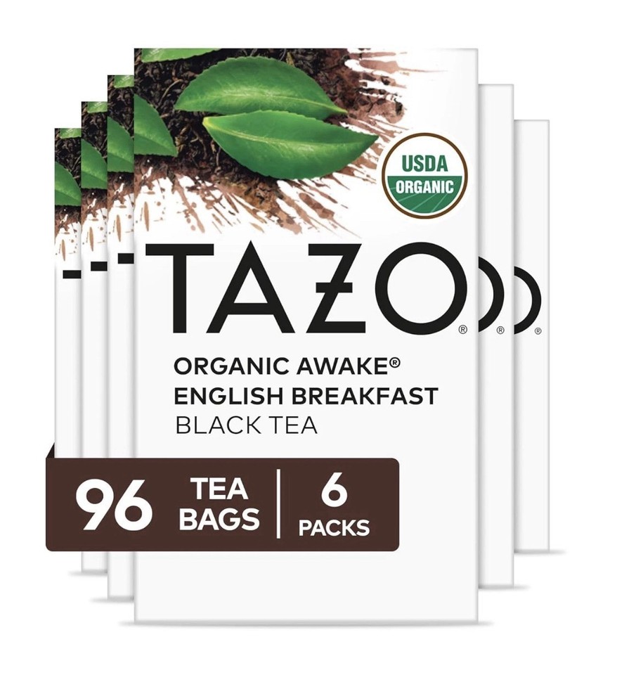 6 BOXES TAZO Organic Awake English Breakfast Black Tea, With Caffeine ...