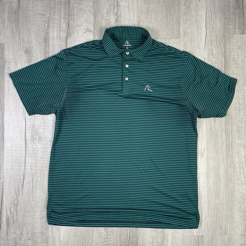 Rhoback Golf Polo Performance Shirt Mens Stretch Green Stripe Large ...