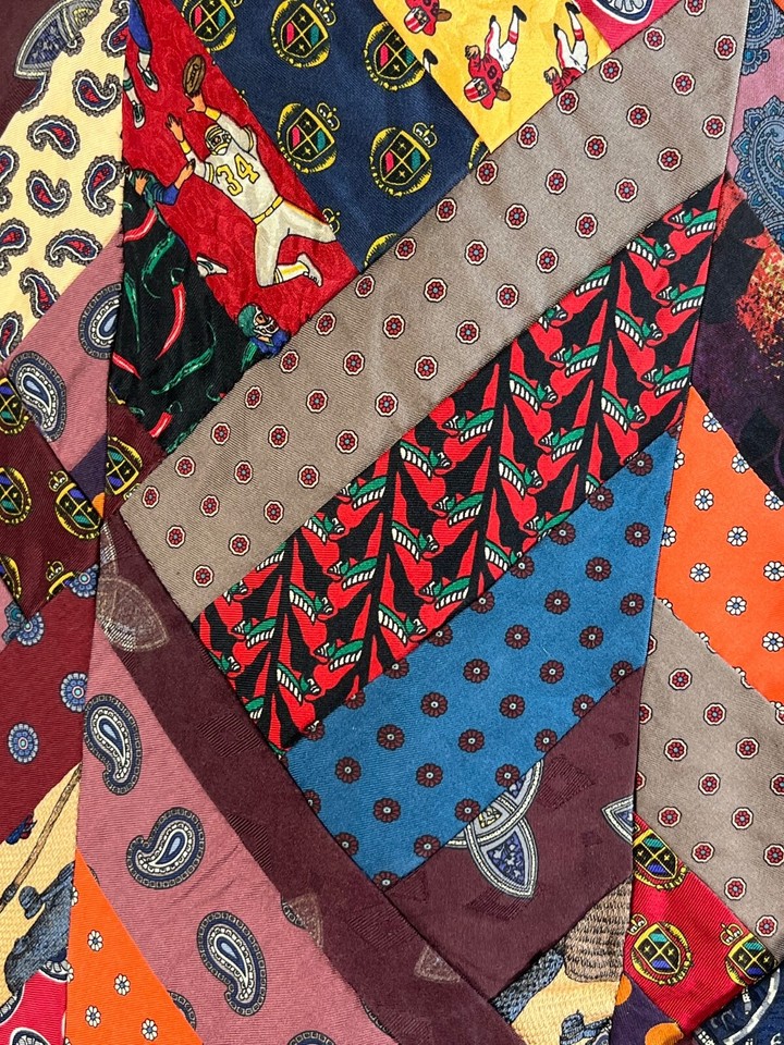 Vintage ONE-OF-A-KIND quilted silk neckties reversible Mens vest w ...