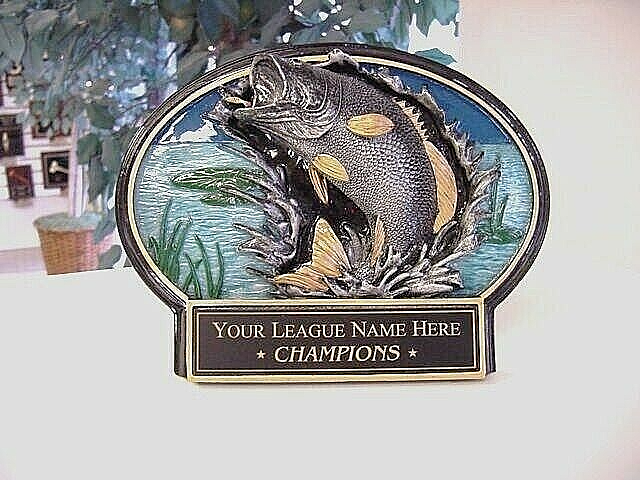 BASS FISHING PLAQUE TROPHY THREE DIMENSIONAL AWARD FREE ENGRAVING -M ...