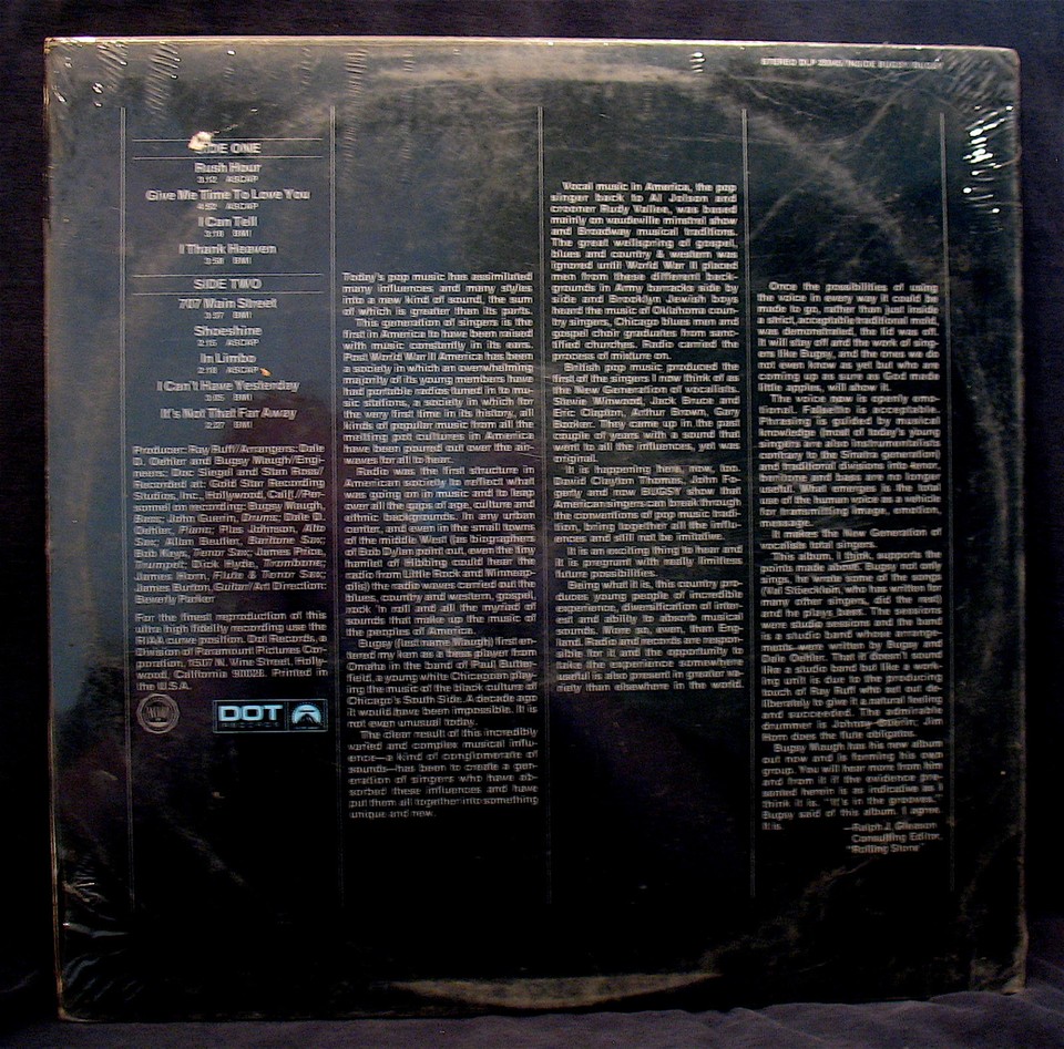 BUGSY MAUGH-Sealed INSIDE BUGSY Album-DOT #DLP 25945-Paul Butterfield ...