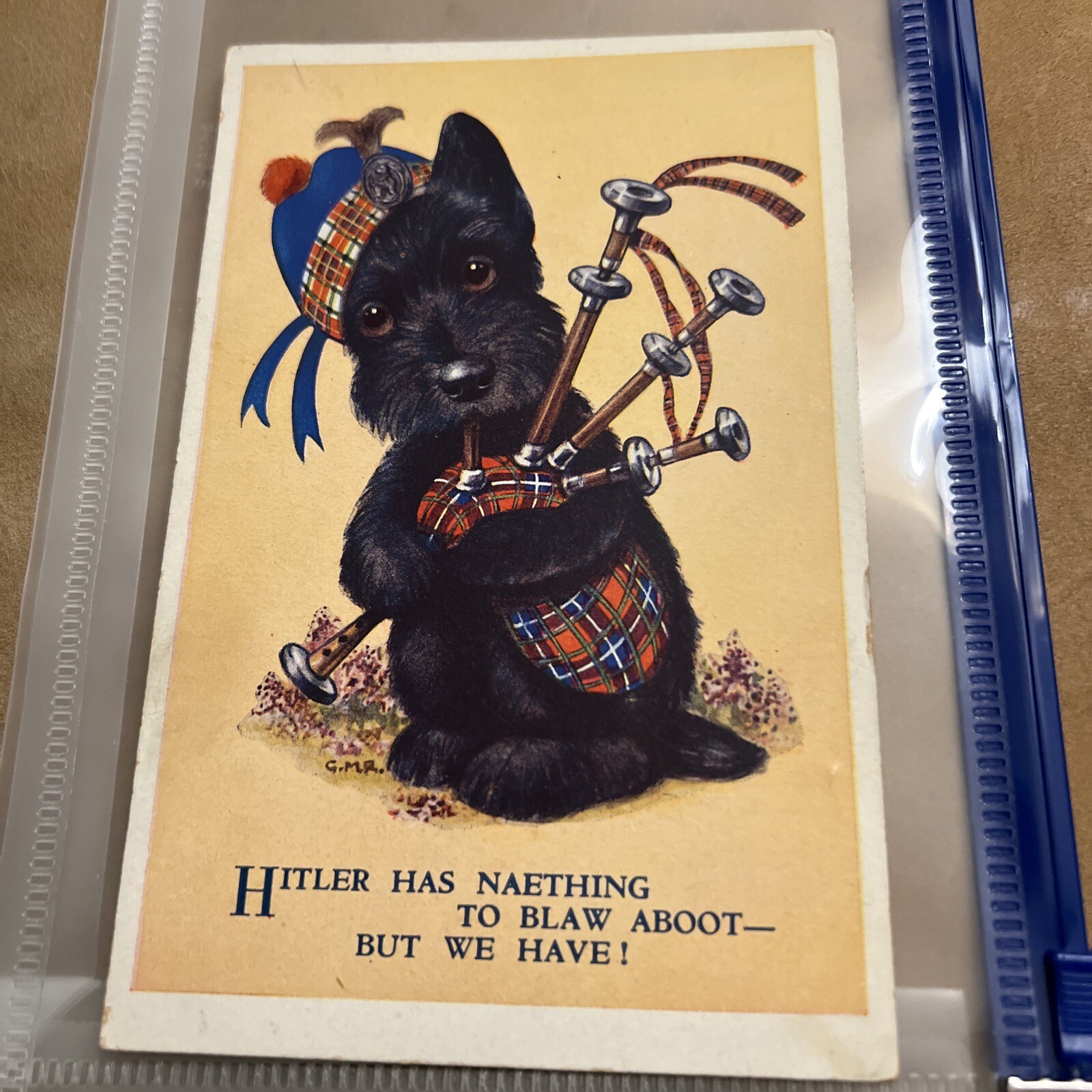 WWII WW2 War Anti-Nazi Hitler Caricature 1940 Postcard Scottish Terrier ...