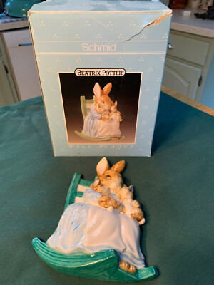 VINTAGE SCHMID BEATRICE POTTER WALL PLAQUE 1990 mother rabbit rocking ...