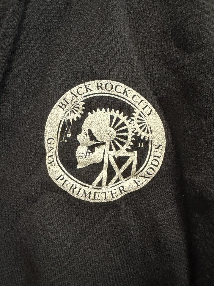 Burning Man Gate Perimeter Exodus Black Hoodie. Size Large/Medium ...