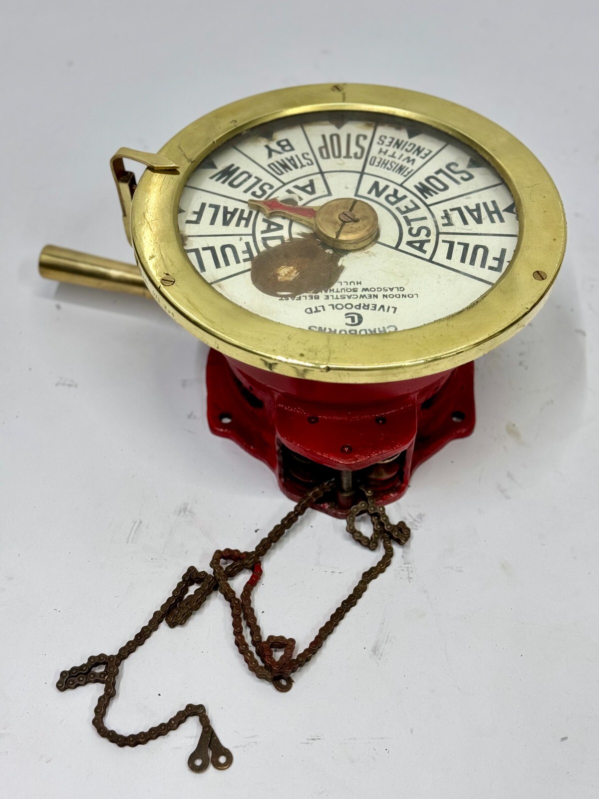 Original Brass Iron Chadburns Liverpool Ltd. London Ship Wall Telegraph ...