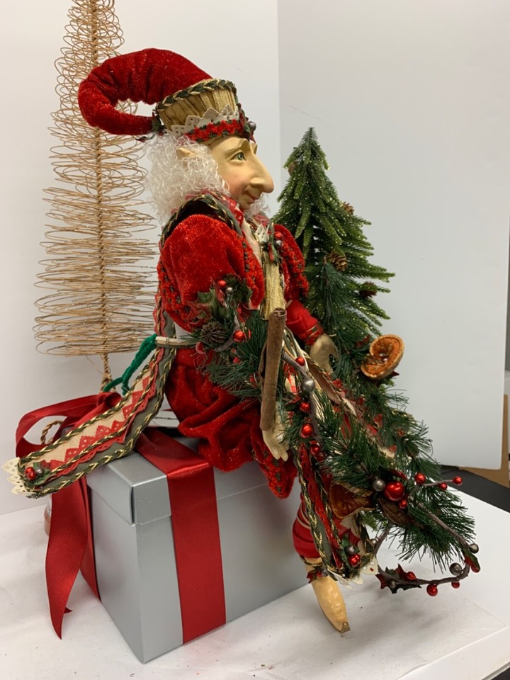 Poseable Christmas Forest Elf Richly decorated Gold,Green, Red Velvet ...