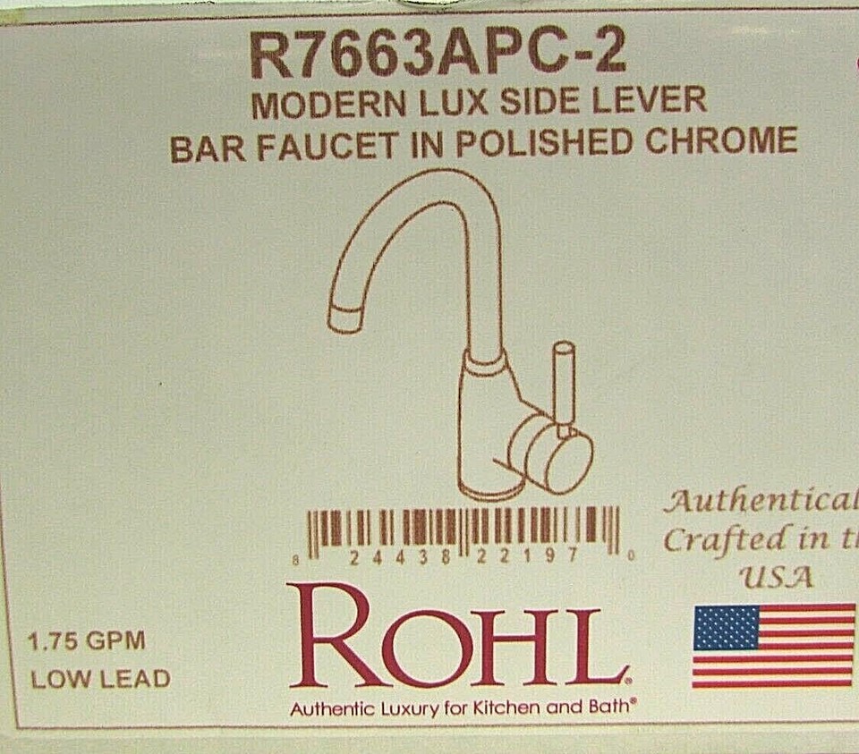 Rohl Modern Lux Side Lever Bar Food Prep Faucet NEW Polished Chrome ...