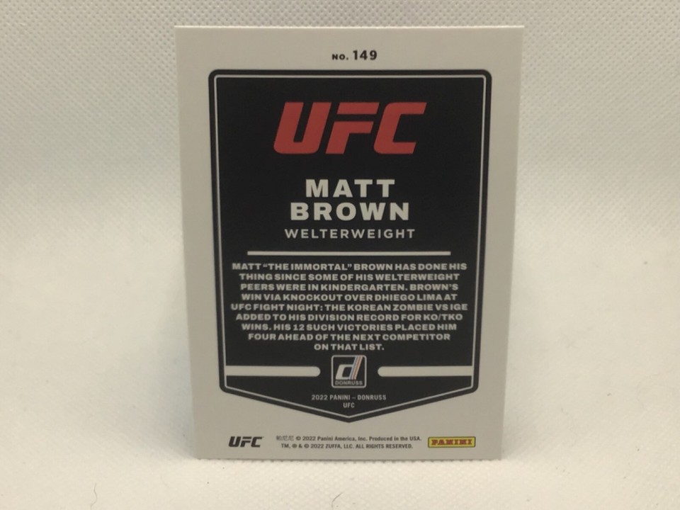 2022 Panini Donruss UFC MATT BROWN #149 | eBay