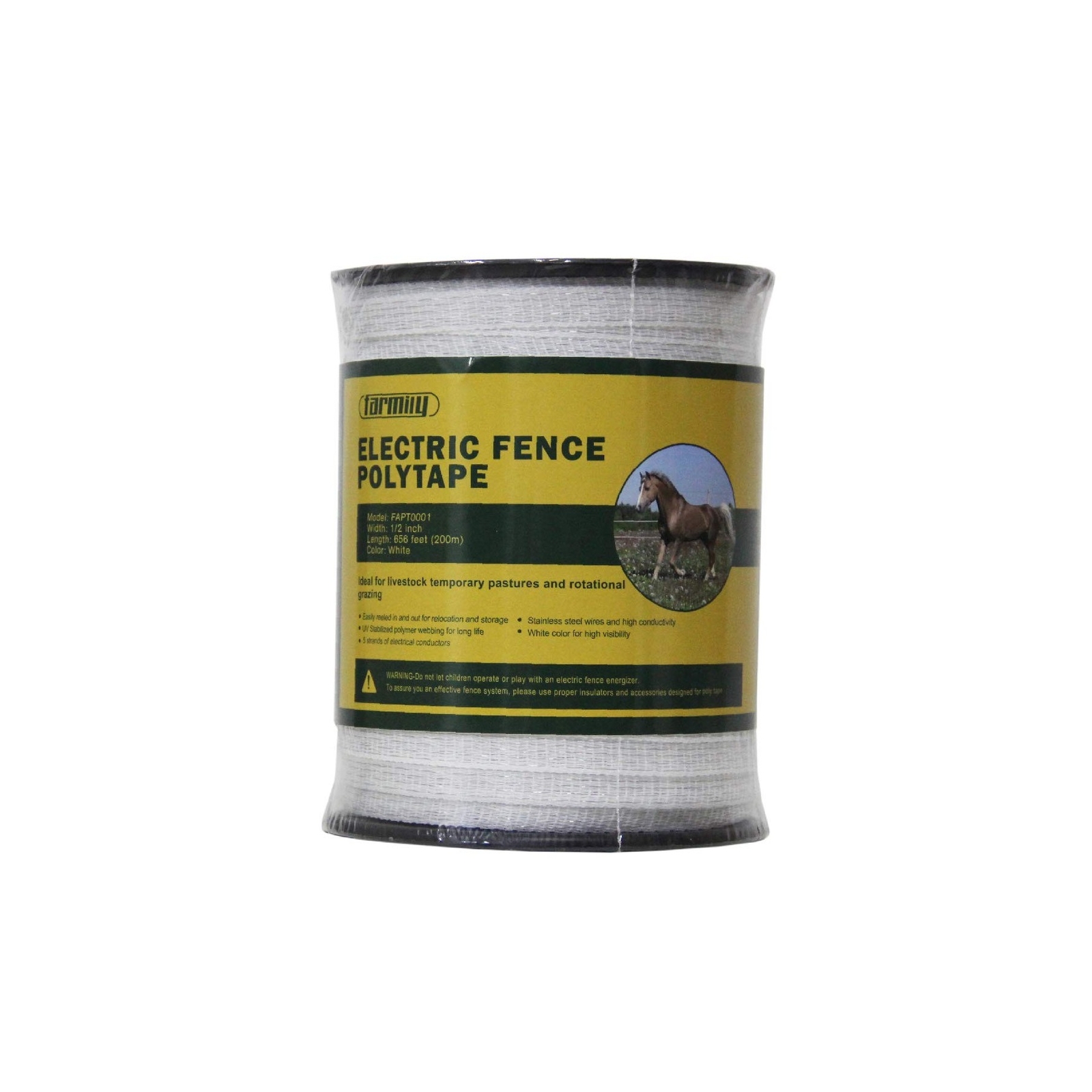 Farmily Electric Fence Polytape with 5 Conductors, 1/2 Inch 1.27cm ...