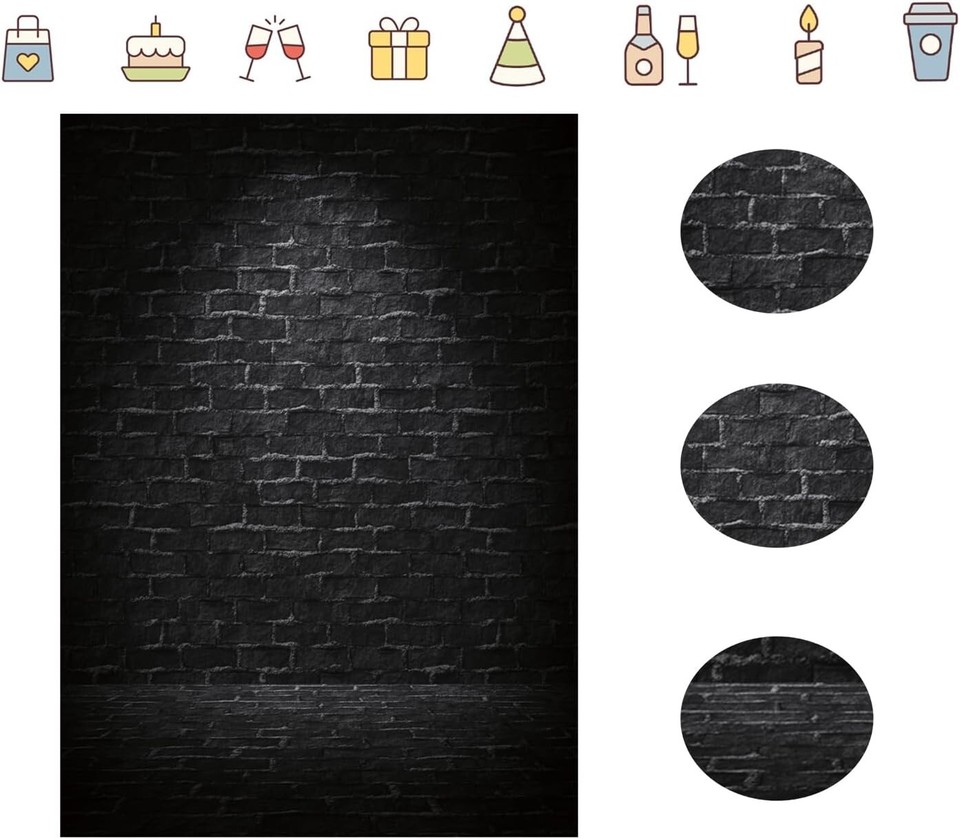 YYTDY 5x7FT Vinyl Black Brick Wall Backdrop Retro Brick Stone Backdrop ...