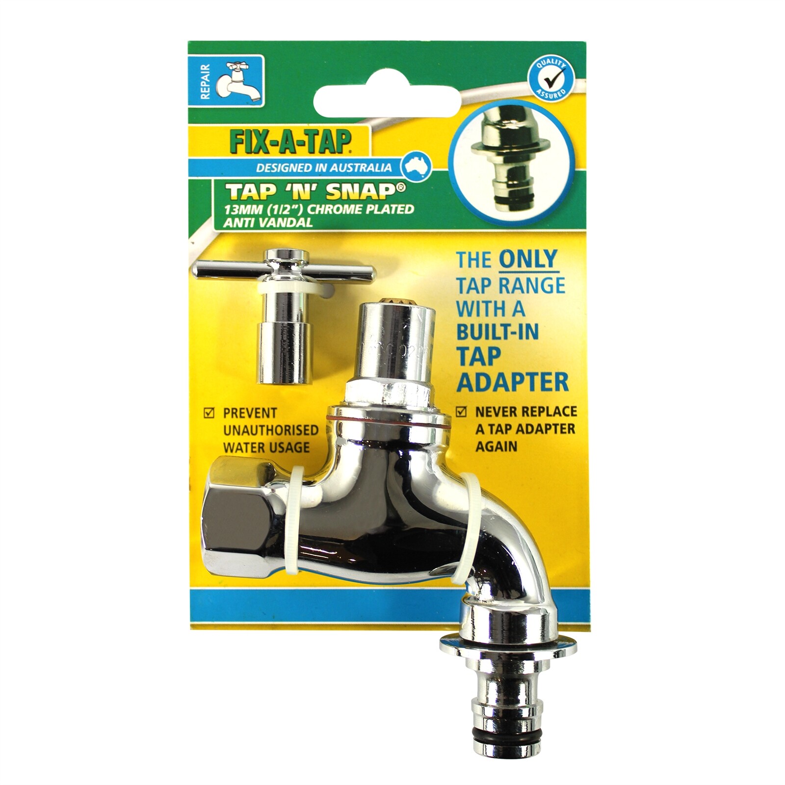 Fix-A-Tap TAP 'N' SNAP ANTI VANDAL TAP 13mm Chrome-Plated Brass, Silver ...
