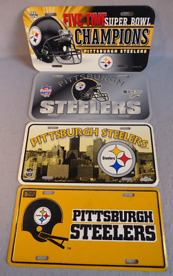 4 Pittsburgh Steelers Plastic License Plates Vintage NFL Wincraft & Tag ...