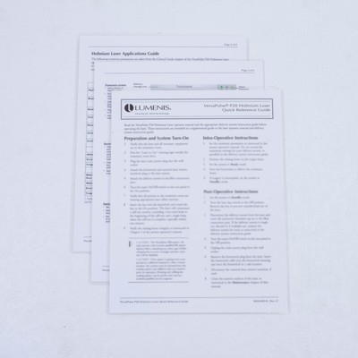 Lumenis VersaPulse P20 Holmium Laser Original Quick Reference Guide ...