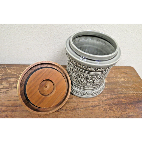 Vintage Humidor Tobacco Jar W/ Wood Pipe Holder Lid - Marzi & Remi ...