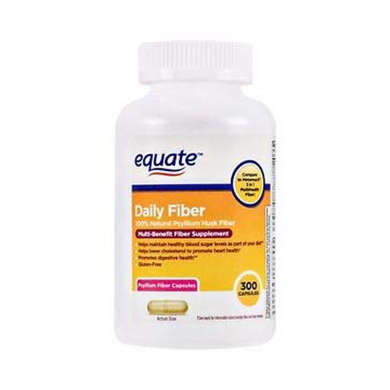 Equate Daily Fiber Multi-Benefit Natural Psyllium Husk Fiber, 300 ...