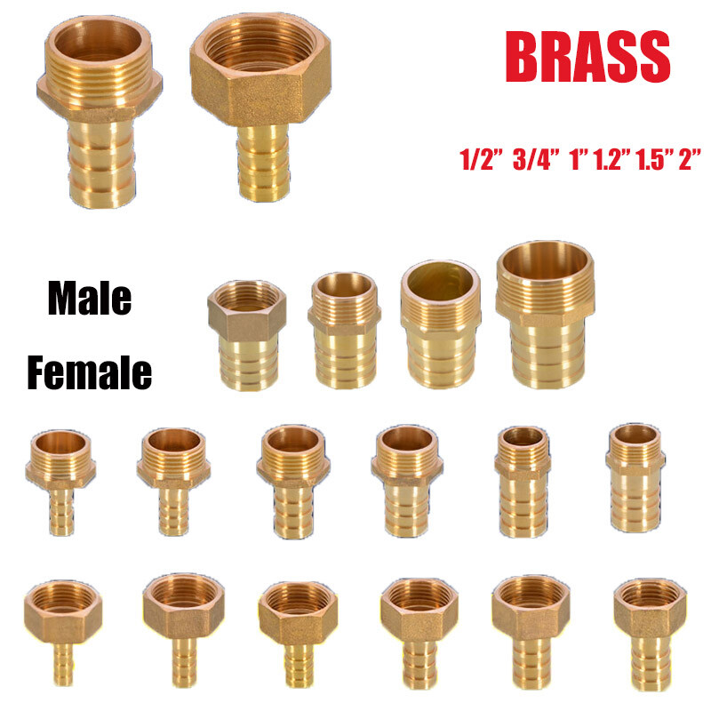 Barb Hose Tail End Connectors 1/2" to 2" BSP Brass Male/Female Thread ...