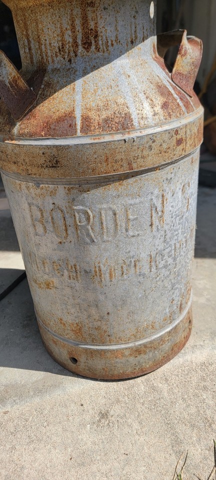 Borden's Milk Div Michigan Antique Metal Dairy Jug Can With Stamped Lid ...
