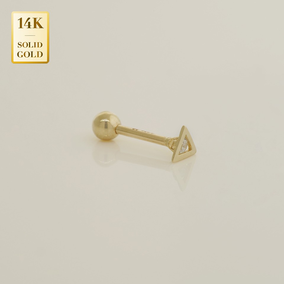 14K REAL Solid Gold Cute Shapes CZ Stud Helix Tragus Cartilage Piercing ...