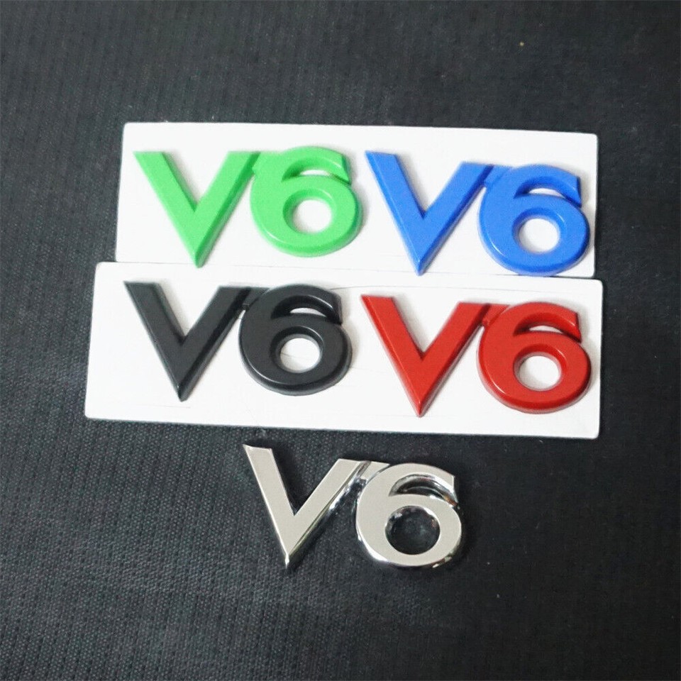 3x Golden V6 Chrome Metal Decal Sticker Badge Emblem Trunk Racing ...