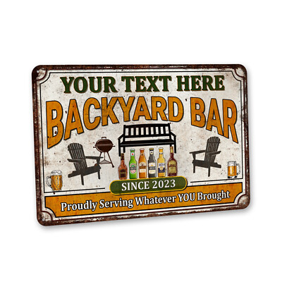 Custom Backyard Bar Sign Outdoor Bar Patio Decor Metal Beer Sign ...