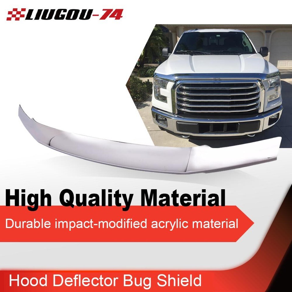 Hood Deflector Bug Shield Protector Chrome Fit For 2017-2020 Ford F250 ...